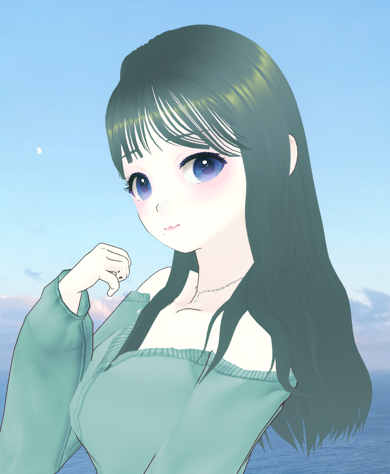 [vRoid] See-Through Bangs, Soft Wavy Hairstyle - alphaggoong - BOOTH