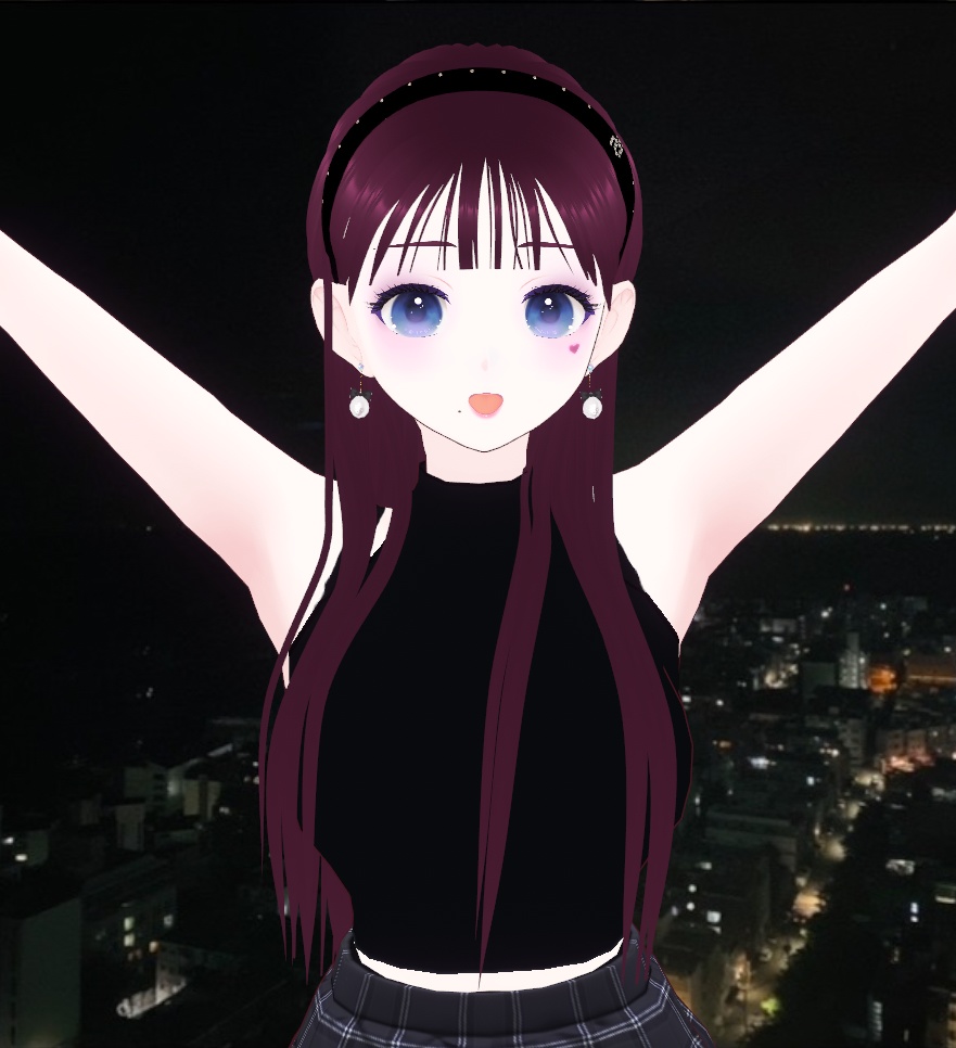 [vRoid] See-Through Bangs, Half Up Hlaf Down Ribbon Hair with HeadBand ...