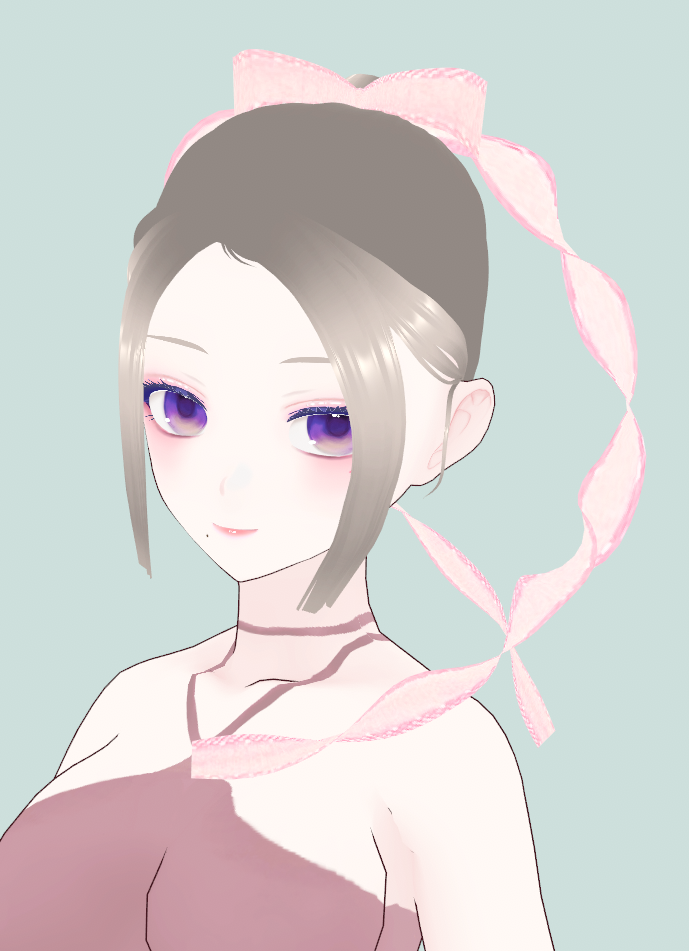 [vRoid] Snatched Sleek Bun Hairstyle with Ribbon - alphaggoong - BOOTH