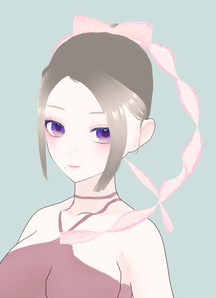 [vRoid] Snatched Sleek Bun Hairstyle with Ribbon - alphaggoong - BOOTH
