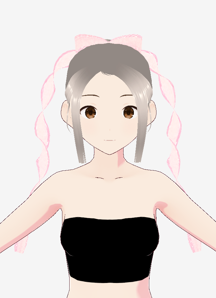 [vRoid] Snatched Sleek Bun Hairstyle with Ribbon - alphaggoong - BOOTH