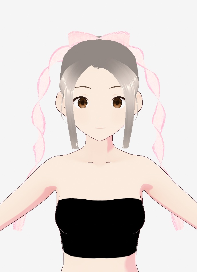 [vRoid] Snatched Sleek Bun Hairstyle with Ribbon - alphaggoong - BOOTH