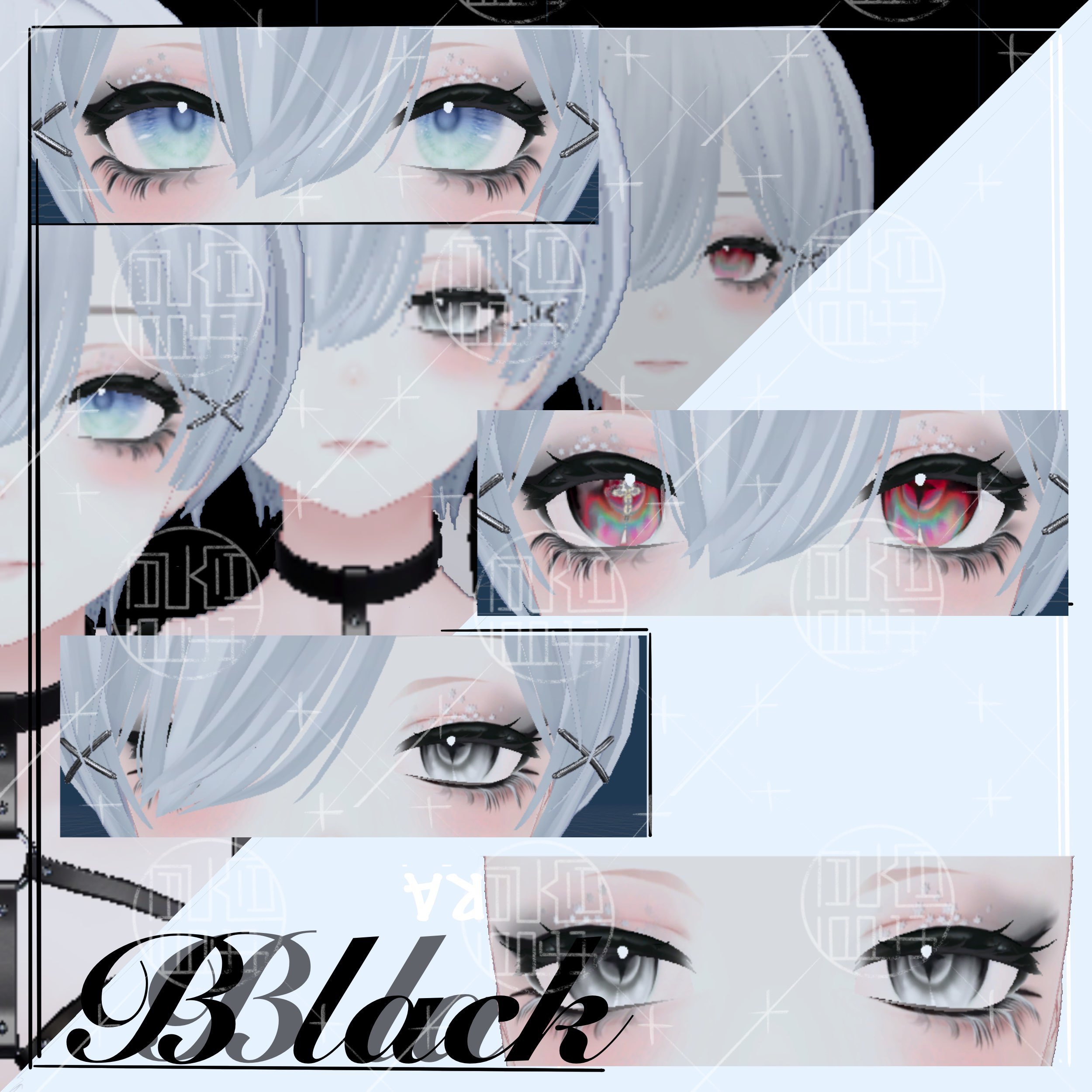vrc 目と顔テクスチャー BLack^ANgle∔eye face makeup texture∔FOR森羅shinra ...