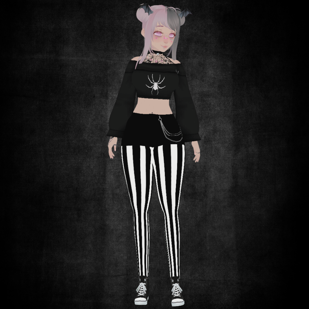 Black and White Striped Pants - VRoid - Ryxxie_ET - BOOTH