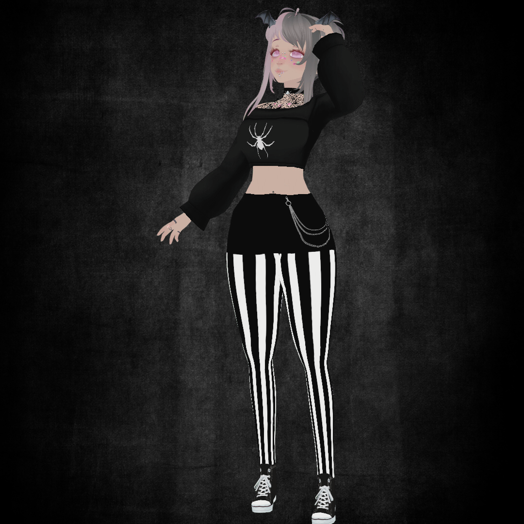 Black and White Striped Pants - VRoid - Ryxxie_ET - BOOTH