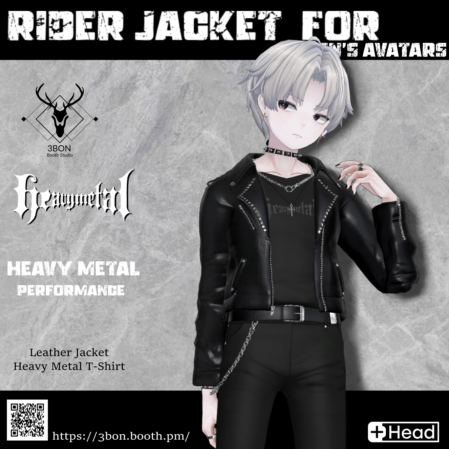 Rider Jacket (for Men's avatars) #3BON - 3BON - BOOTH