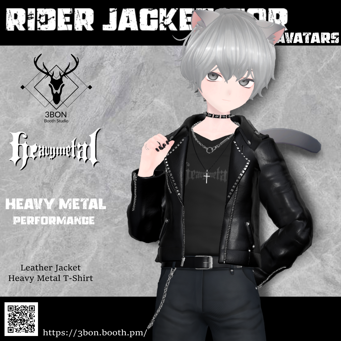 Rider Jacket (for Men's avatars) #3BON - 3BON - BOOTH