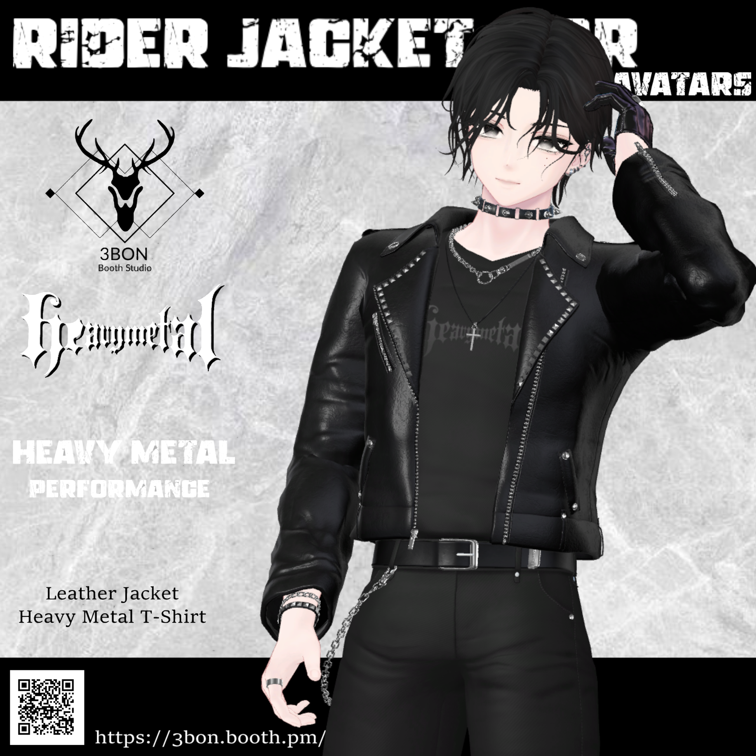 Rider Jacket (for Men's avatars) #3BON - 3BON - BOOTH