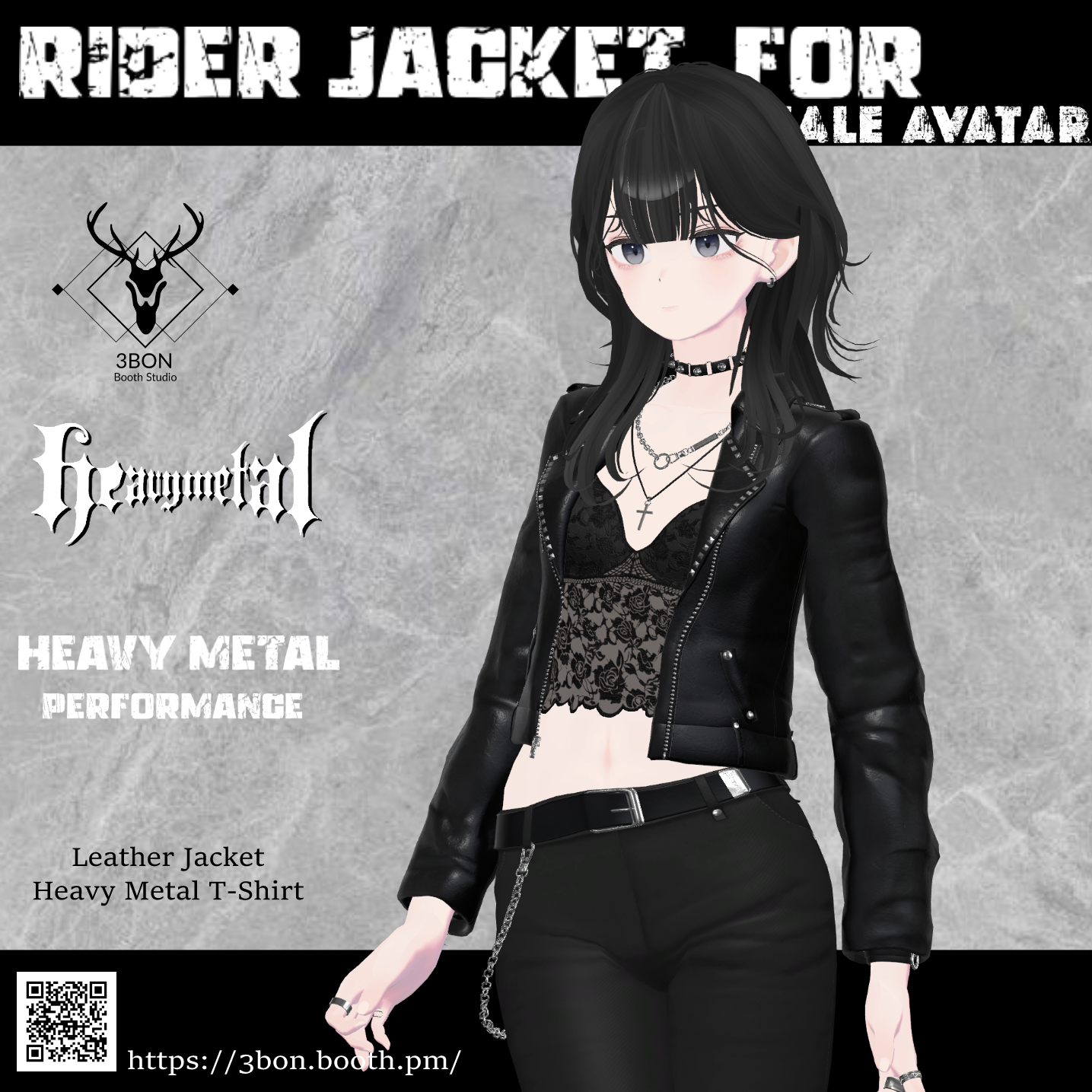 Rider Jacket (for Female avatar) #3BON - 3BON - BOOTH