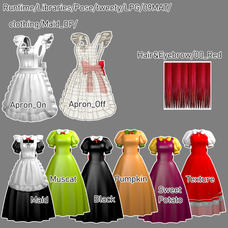 POSER用【メイド服＆シニヨンヘアー】LPG用 - tweety's Shop - BOOTH