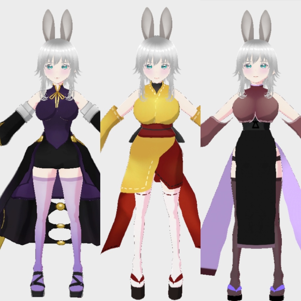 Premade 3D Vtuber Model; Bunny (Pale Skin Tone) (VRM Files) (3 Outfits ...