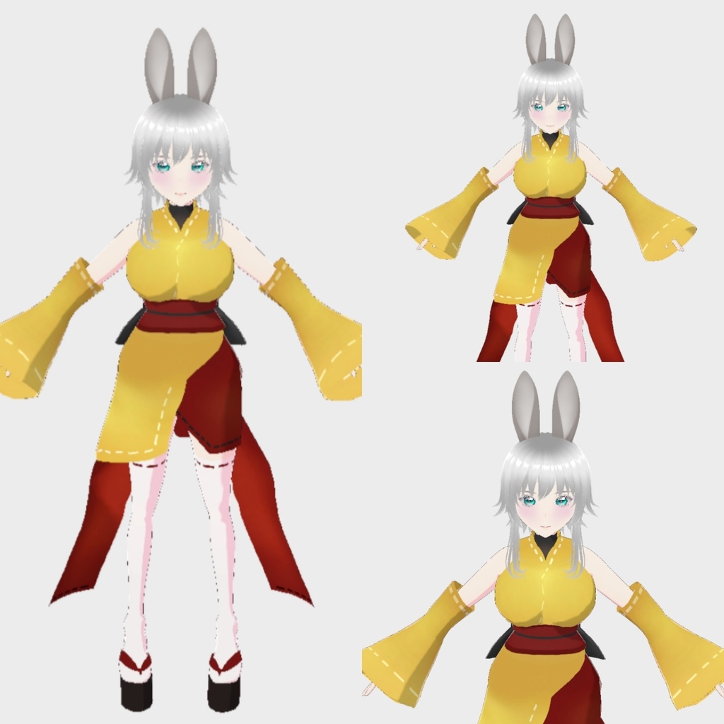 Premade 3D Vtuber Model; Bunny (Pale Skin Tone) (VRM Files) (3 Outfits ...