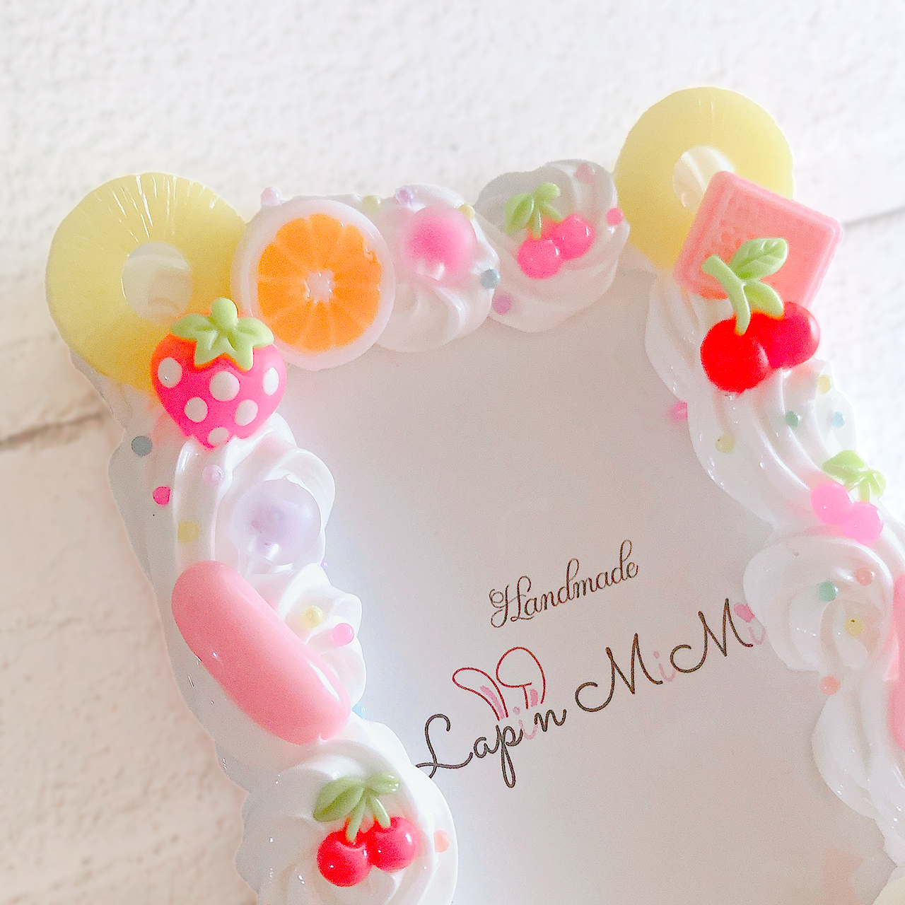 ケーキ風 白 ホイップデコ 硬質 トレカケース チェキ フルーツ カラフル 果物 カラフル - Lapin MiMi - BOOTH