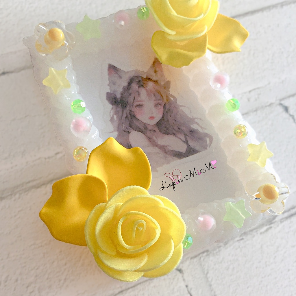 イエロー ホイップデコ 硬質トレカケース チェキ 薔薇 ポップ カラフル ケース - Lapin MiMi - BOOTH