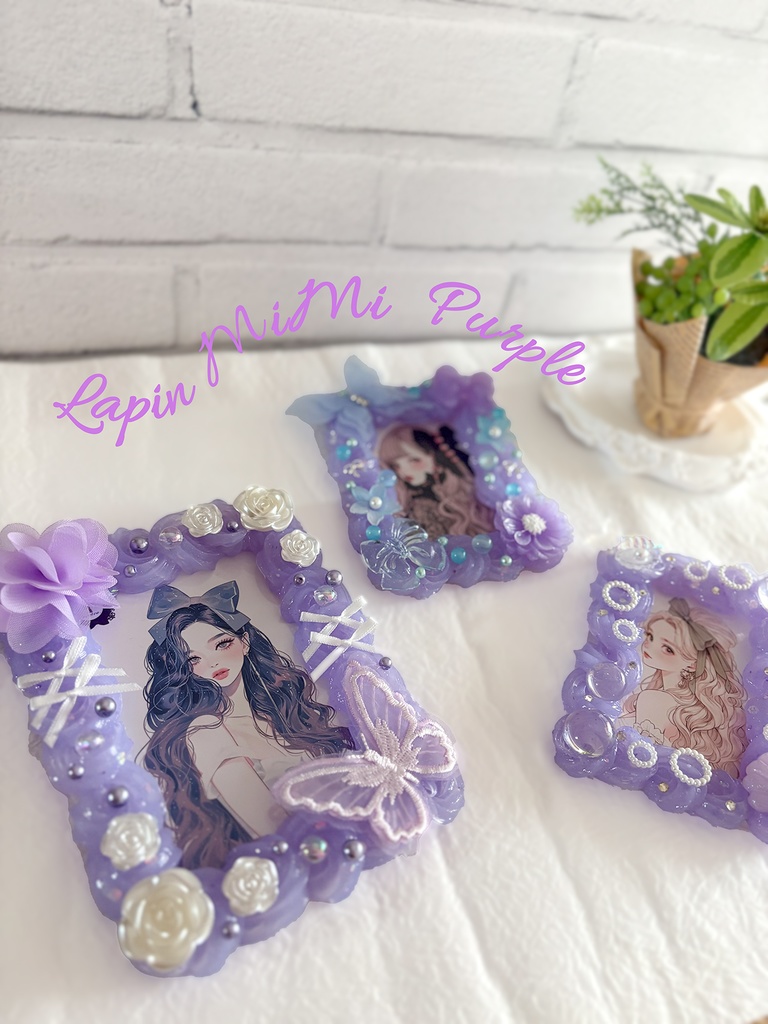 【B7】大判 パープル ラメ 硬質トレカケース ポストカード ふんわり シフォン 花 リボン 大判 カード ケース - Lapin MiMi - BOOTH