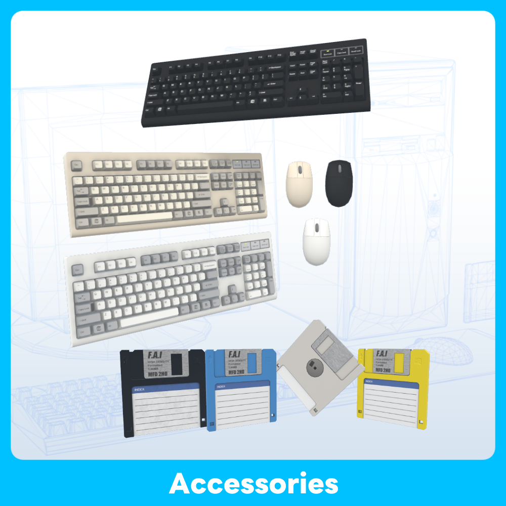 【FBX GLB 3Color】レトロコンピューター セット Old Computer Accessories Set - F/A インダストリーズ - BOOTH