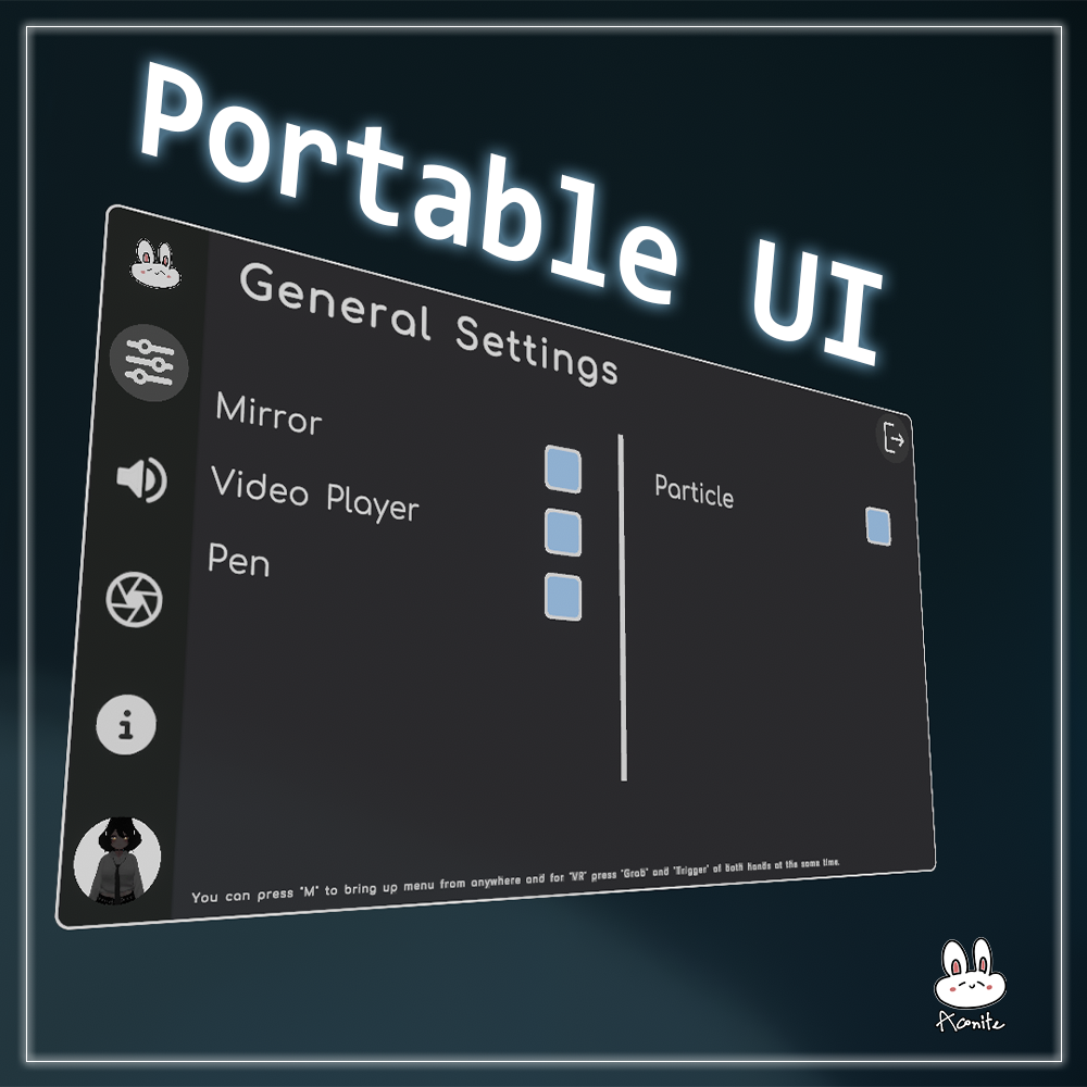 [Prefab]Portable UI For VRC World (2.0 Update) - Aconite0101 Works. - BOOTH