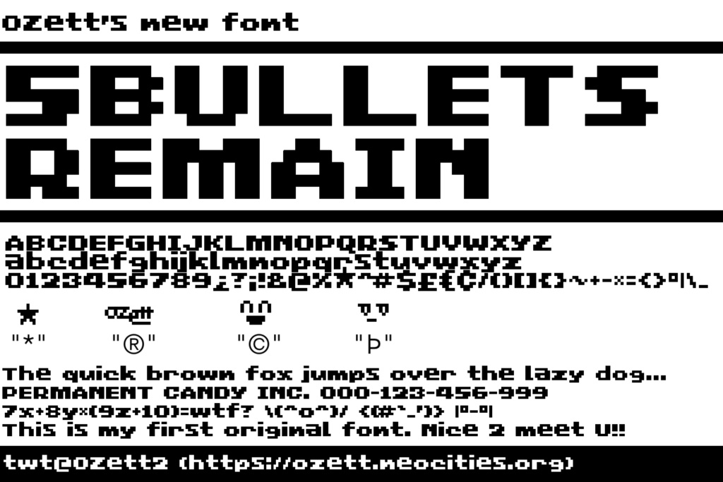 [free font] 5BULLETSREMAIN - OZett shop COMET-B - BOOTH