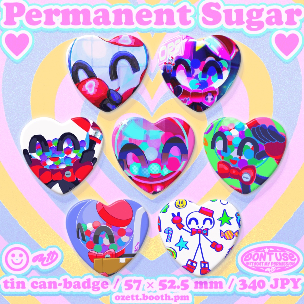 PERMANENT SUGAR heart can-badge collection - OZett shop COMET-B - BOOTH