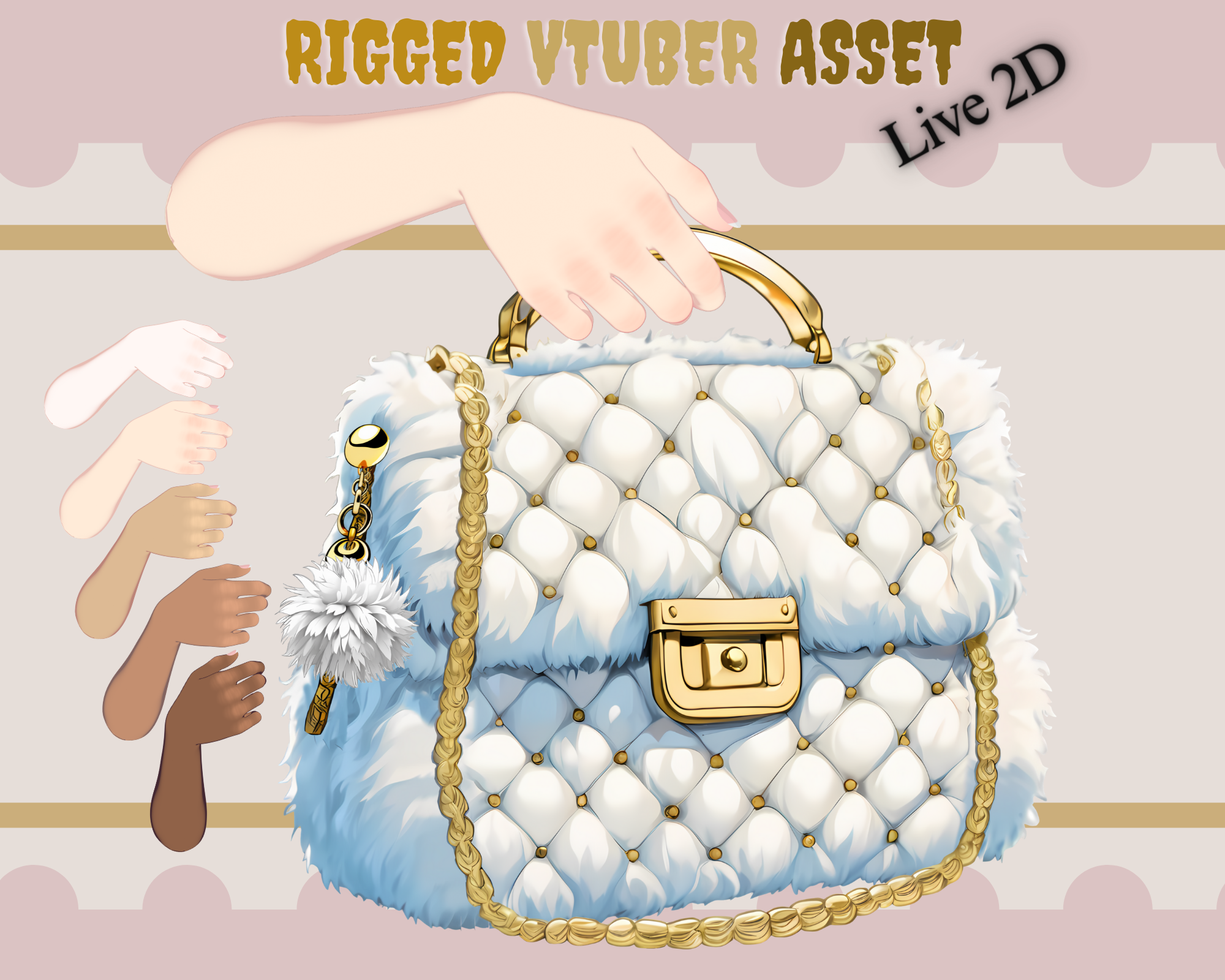Rigged Vtuber Asset hand holding Handbag-Animated vtuber hand Asset for vts, Live2D asset ...
