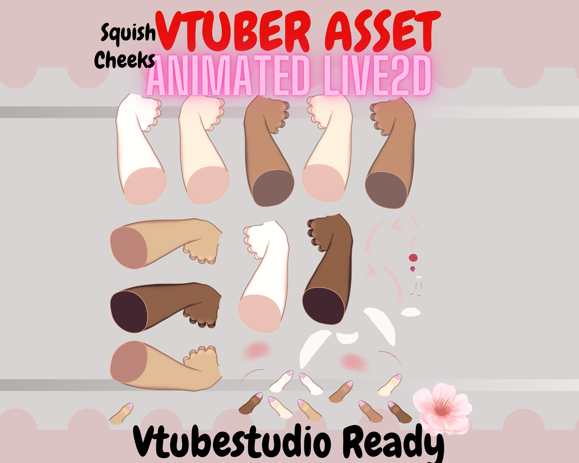 Rigged Squish cheeks| vtuber hand asset, Animated- Vtuber hands Asset ...