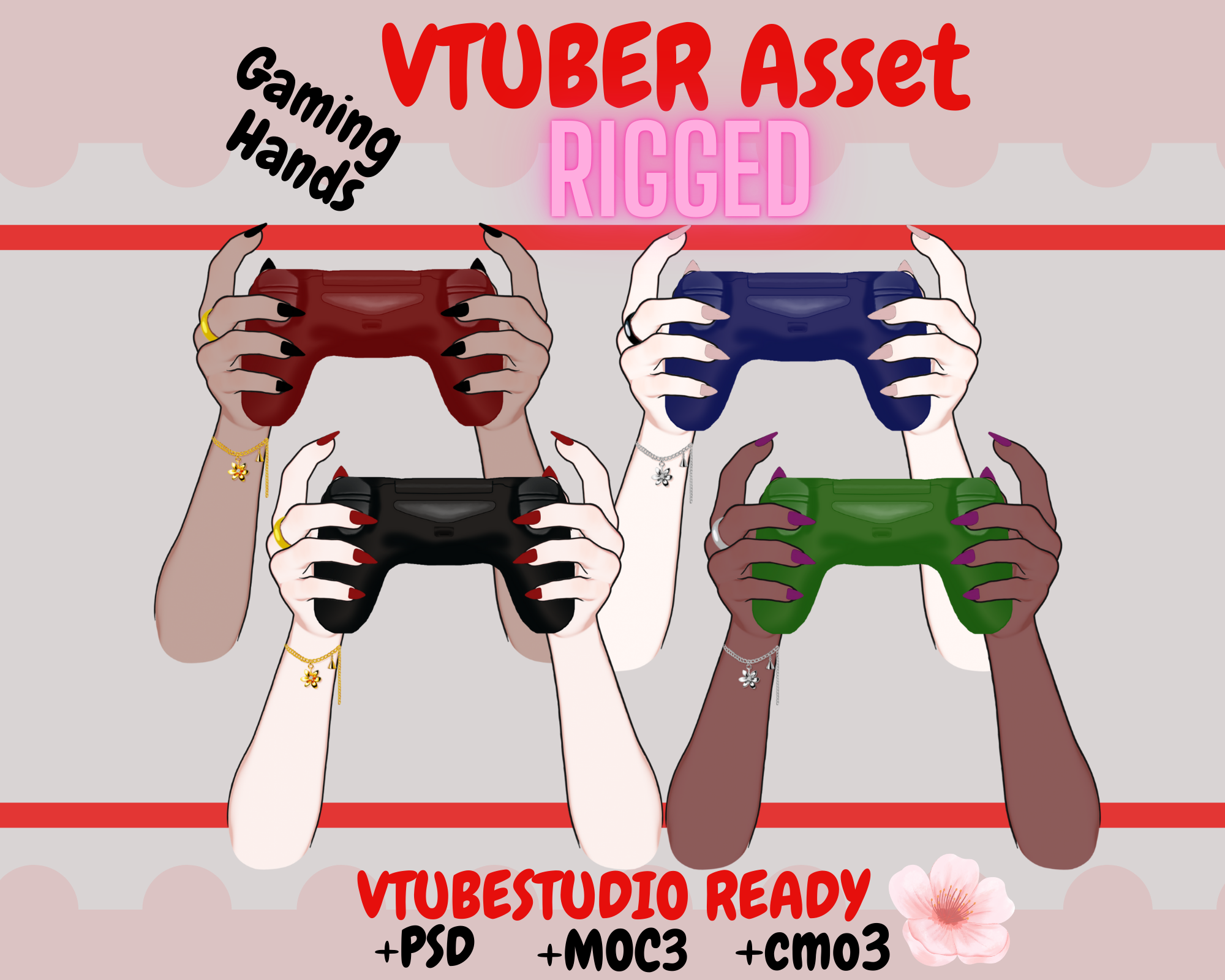 Rigged, Animated- Vtuber hands Asset | Gaming Controller | Controller ...