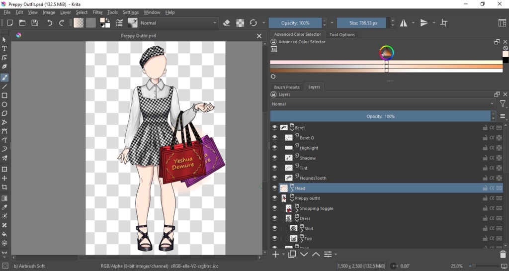 [Live2Dアイテム] rigged vtuber Outfit Asset /Preppy Dress /psd, moc3, cmo3/ Vtuber accessory, live2d ...
