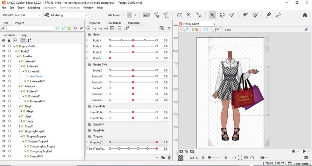 [Live2Dアイテム] rigged vtuber Outfit Asset /Preppy Dress /psd, moc3, cmo3 ...