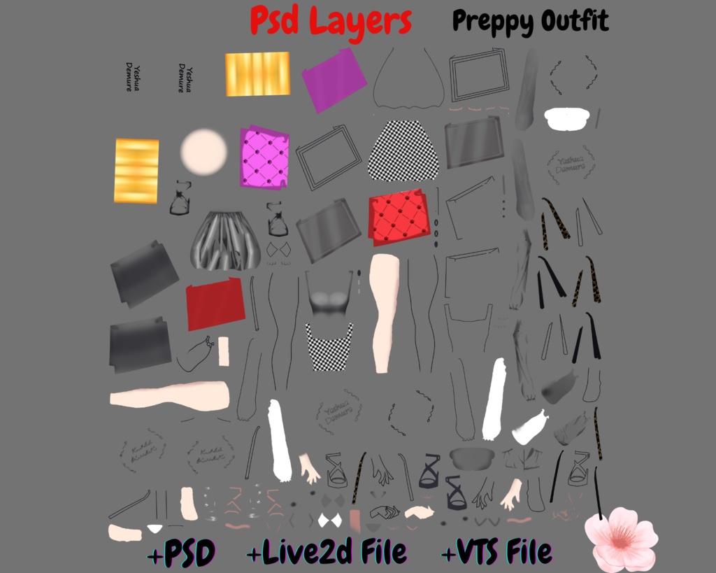 [Live2Dアイテム] rigged vtuber Outfit Asset /Preppy Dress /psd, moc3, cmo3/ Vtuber accessory, live2d ...