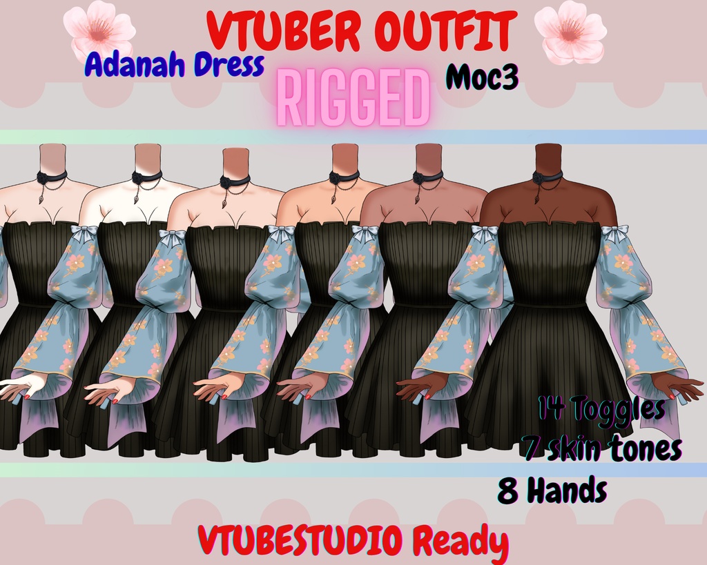 [Live2Dアイテム] rigged vtuber Outfit Asset /Kawaii off shoulder Dress /psd ...