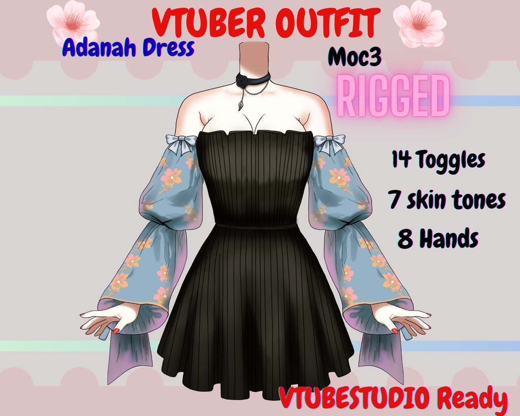 [Live2Dアイテム] rigged vtuber Outfit Asset /Kawaii off shoulder Dress /psd ...