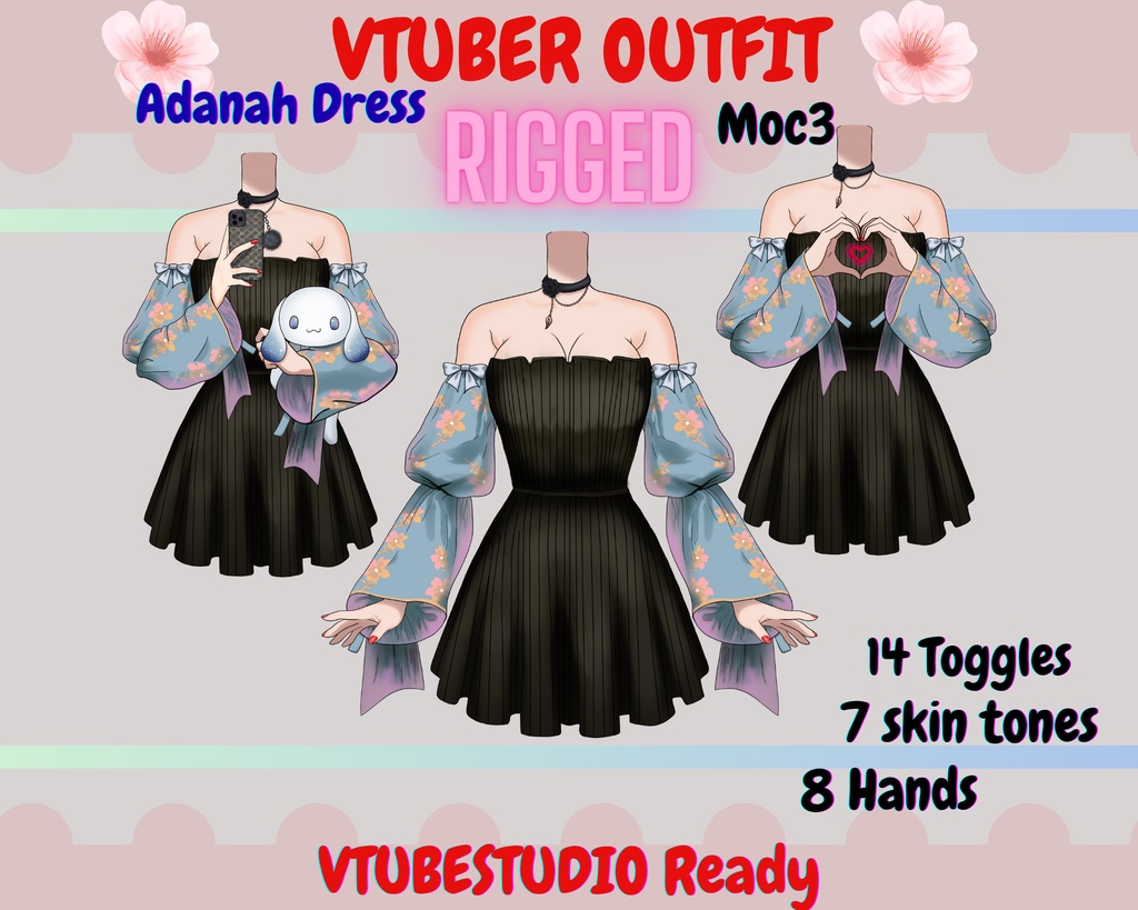 [Live2Dアイテム] rigged vtuber Outfit Asset /Kawaii off shoulder Dress /psd ...