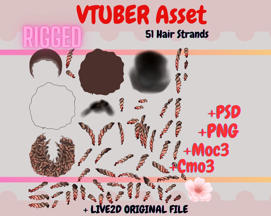[Live2Dアイテム] Rigged Vtuber Asset - Tight Curly Hair| Kawaii live2d ...