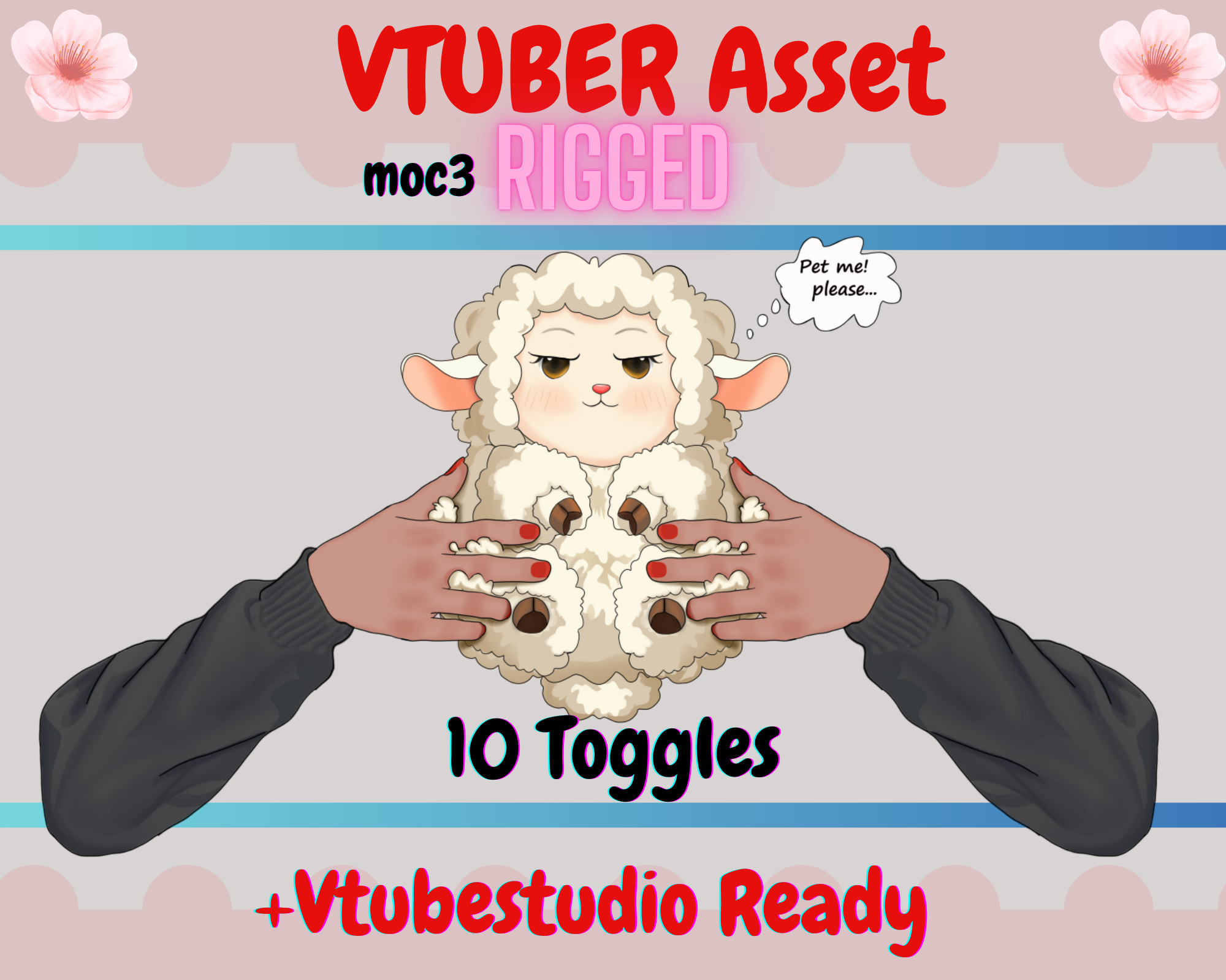 [Live2Dアイテム] Vtuber Pet-Hand holding kawaii Sheep - rigged Asset /Chibi ...
