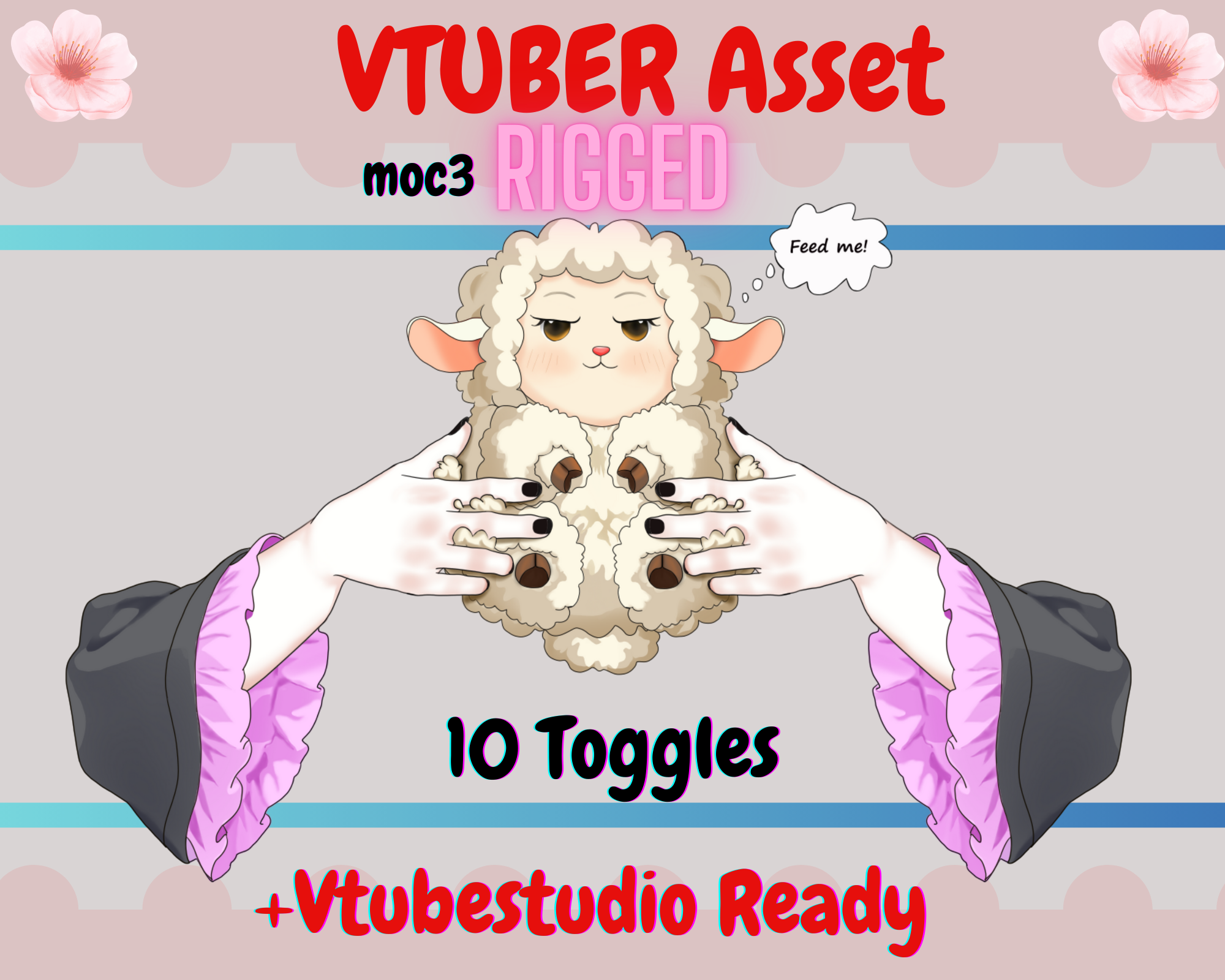[Live2Dアイテム] Vtuber Pet-Hand holding kawaii Sheep - rigged Asset /Chibi ...