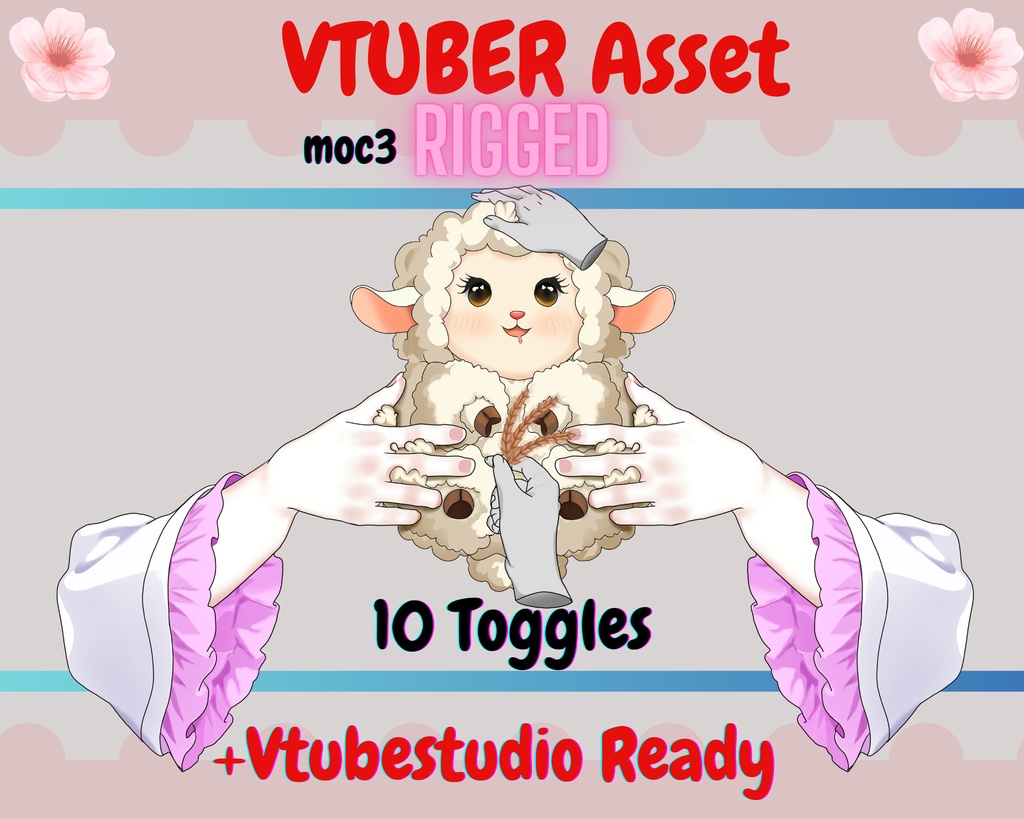 [Live2Dアイテム] Vtuber Pet-Hand holding kawaii Sheep - rigged Asset /Chibi lamb/moc3, cmo3/ Vtuber ...