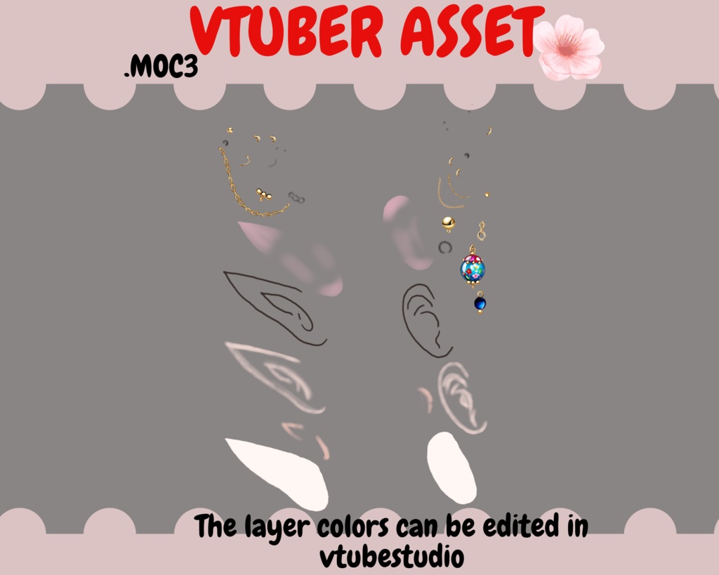 [Live2Dアイテム] Rigged vtuber Asset Earrings and Necklace set |Magical ...
