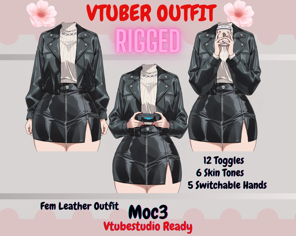 Public [Live2Dアイテム] Free Vtuber Asset - Rigged Goth Leather outfit ...