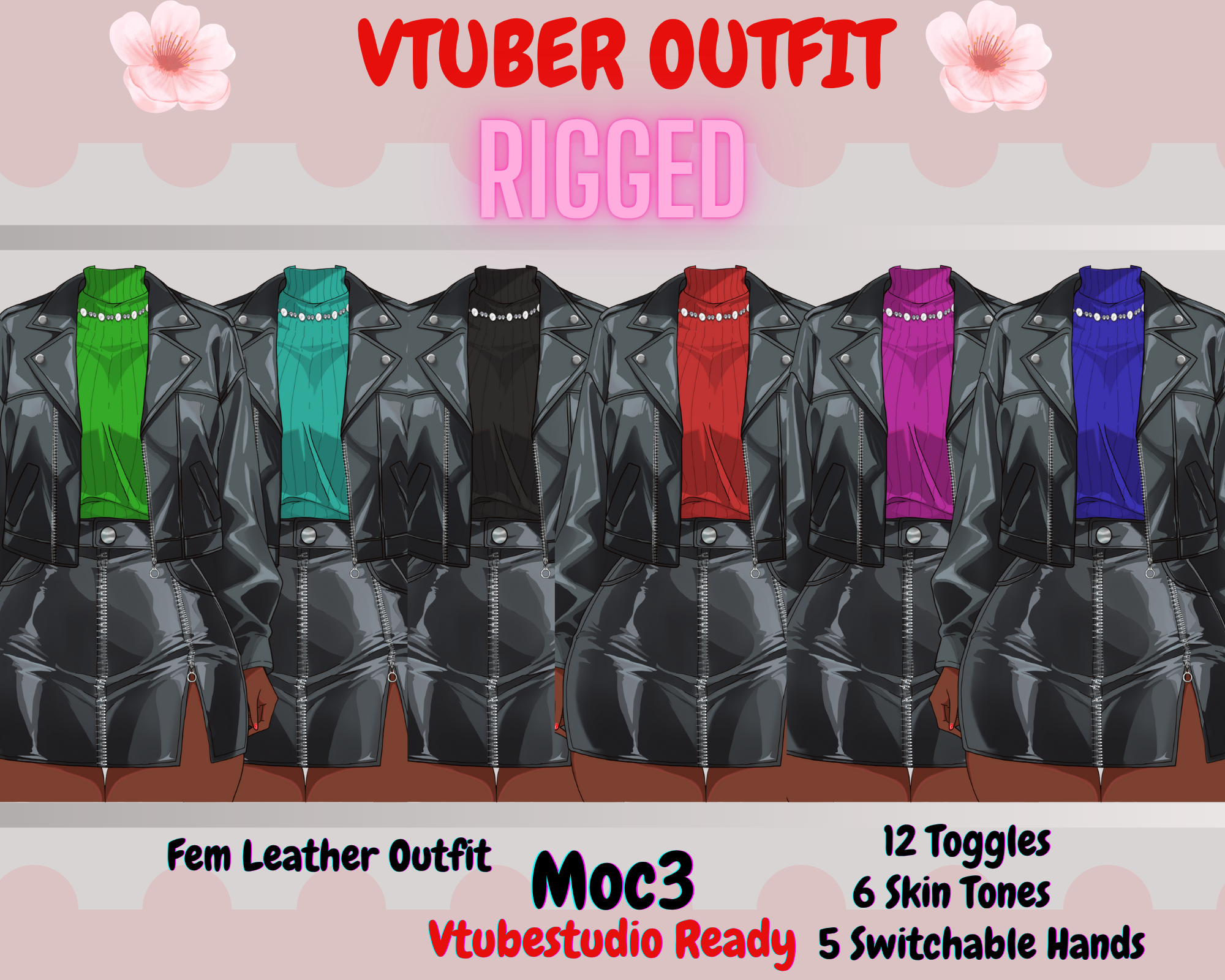 Public [Live2Dアイテム] Free Vtuber Asset - Rigged Goth Leather outfit ...