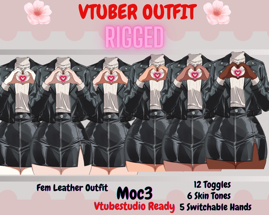 Public [Live2Dアイテム] Free Vtuber Asset - Rigged Goth Leather outfit ...