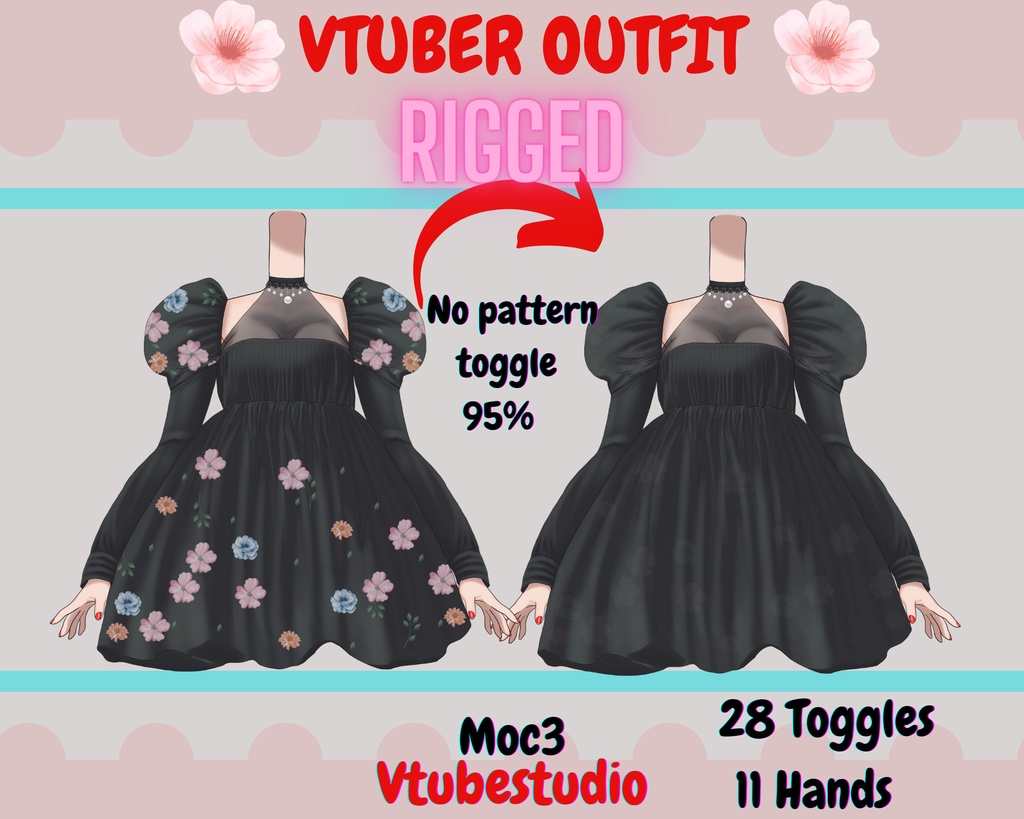[Live2Dアイテム] Free Vtuber Asset - Rigged Kawaii puff Dress outfit ...