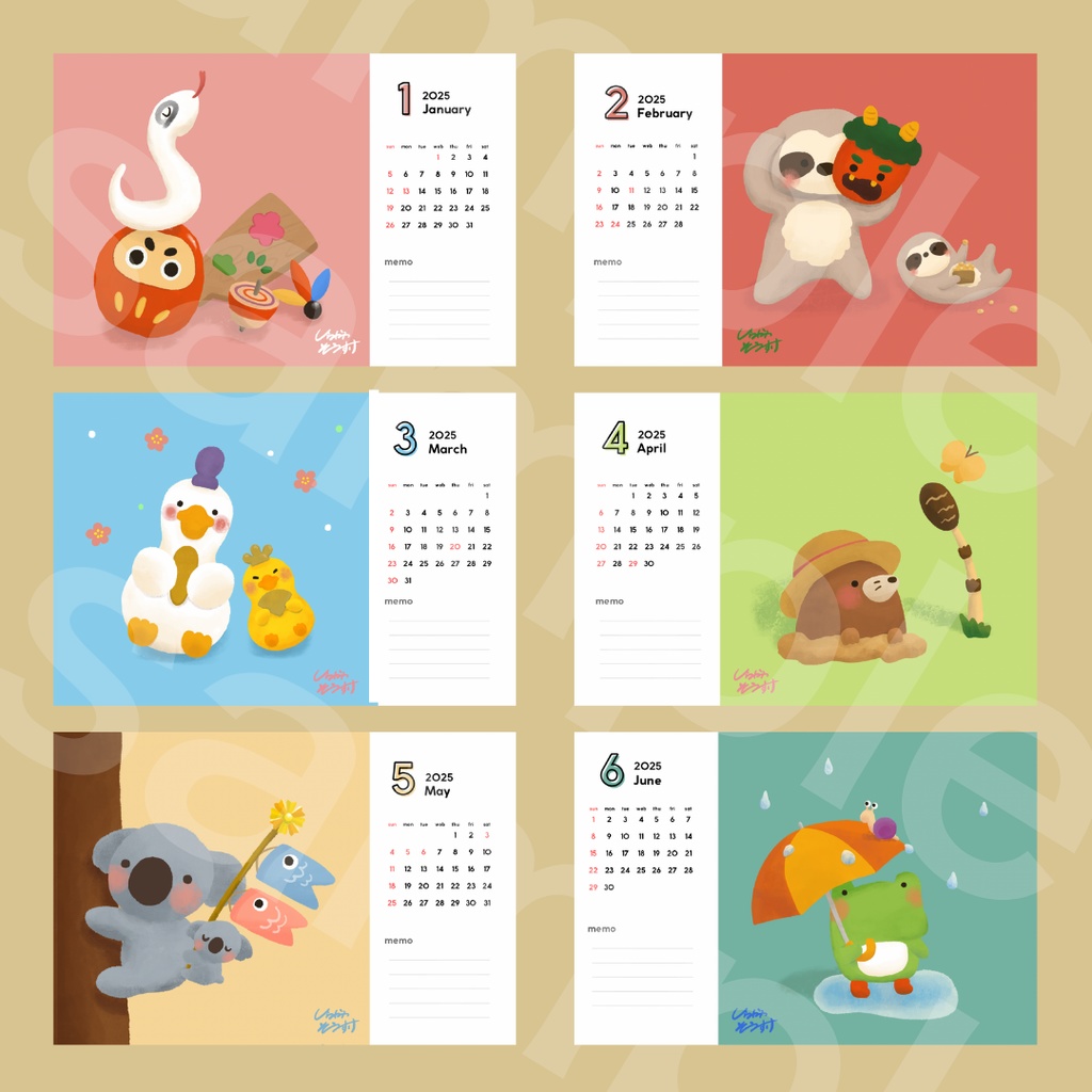【卓上ハガキ型カレンダー】animal friends calendar 2025 - ひらかわ そうすけ - BOOTH