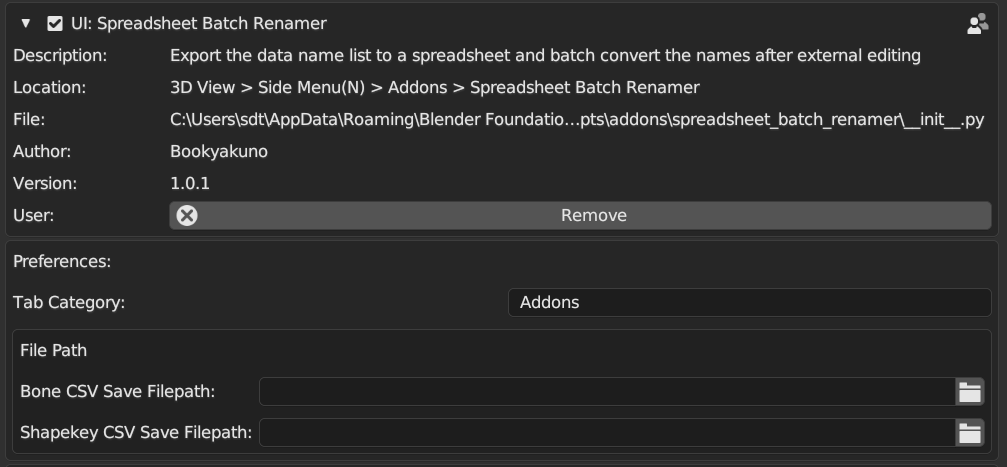 【Spreadsheet Batch Renamer】スプレッドシートで名前を一括変更したり元に戻せるアドオン【Blenderアドオン】 - Bookyakuno - BOOTH
