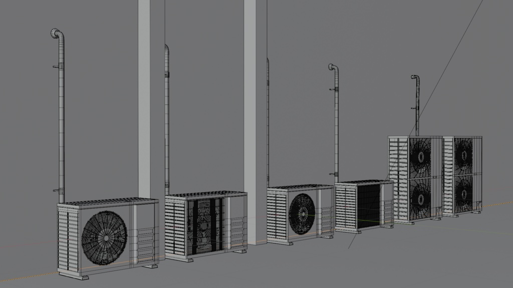 エアコン室外機・家庭用・/air conditioner outdoor unit/3DCGモデル/blender - NOVA>NULL - BOOTH