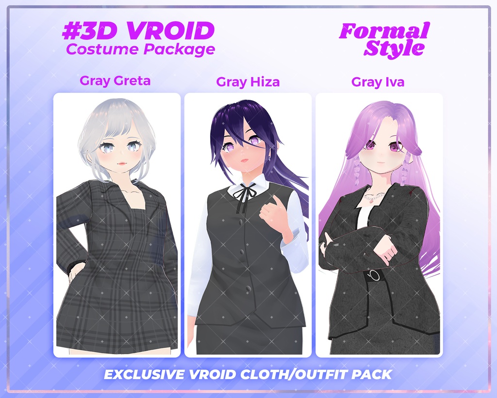 3D VRoid Outfit Pack Elegant Formal Black Suit for VRoid Models | VRoid ...