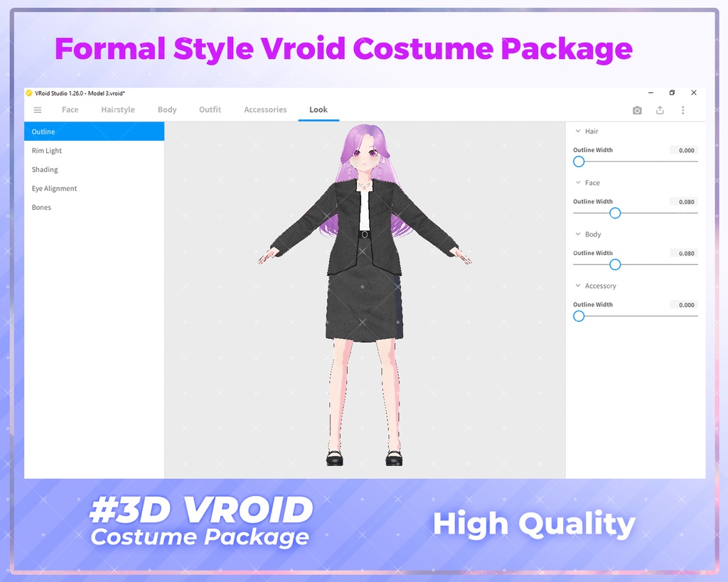 3D VRoid Outfit Pack Elegant Formal Black Suit for VRoid Models | VRoid ...