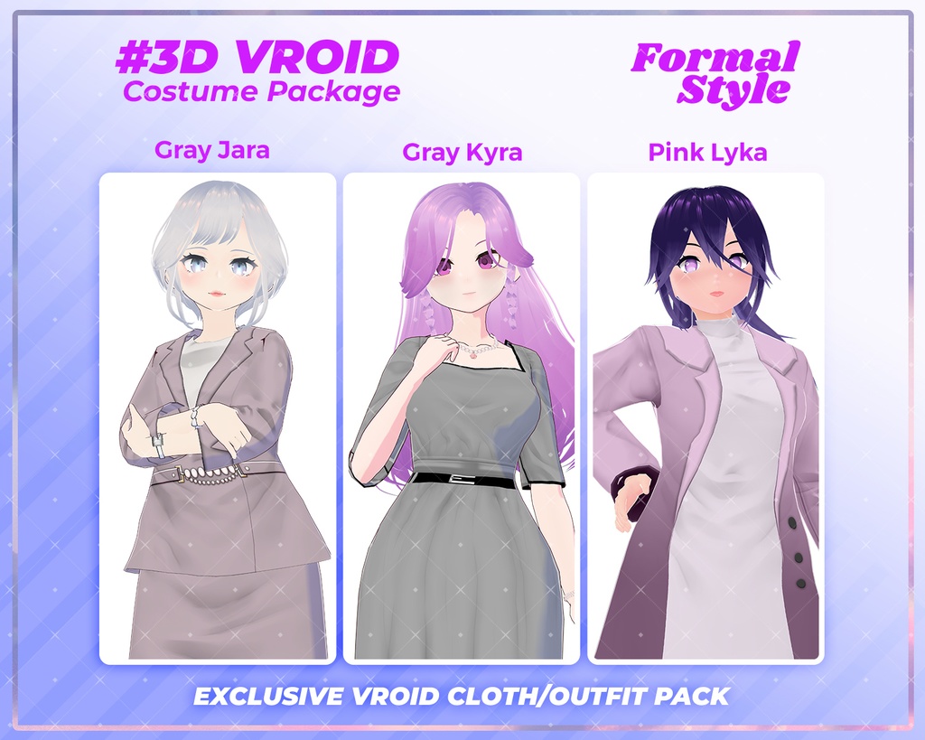3D VRoid Outfit Pack Sleek Formal Agent Suit for VRoid Models | VRoid ...