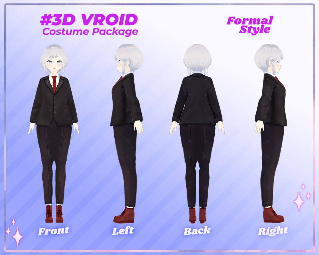 3D VRoid Outfit Pack Sophisticated Gray Formal Dress for VRoid Models ...