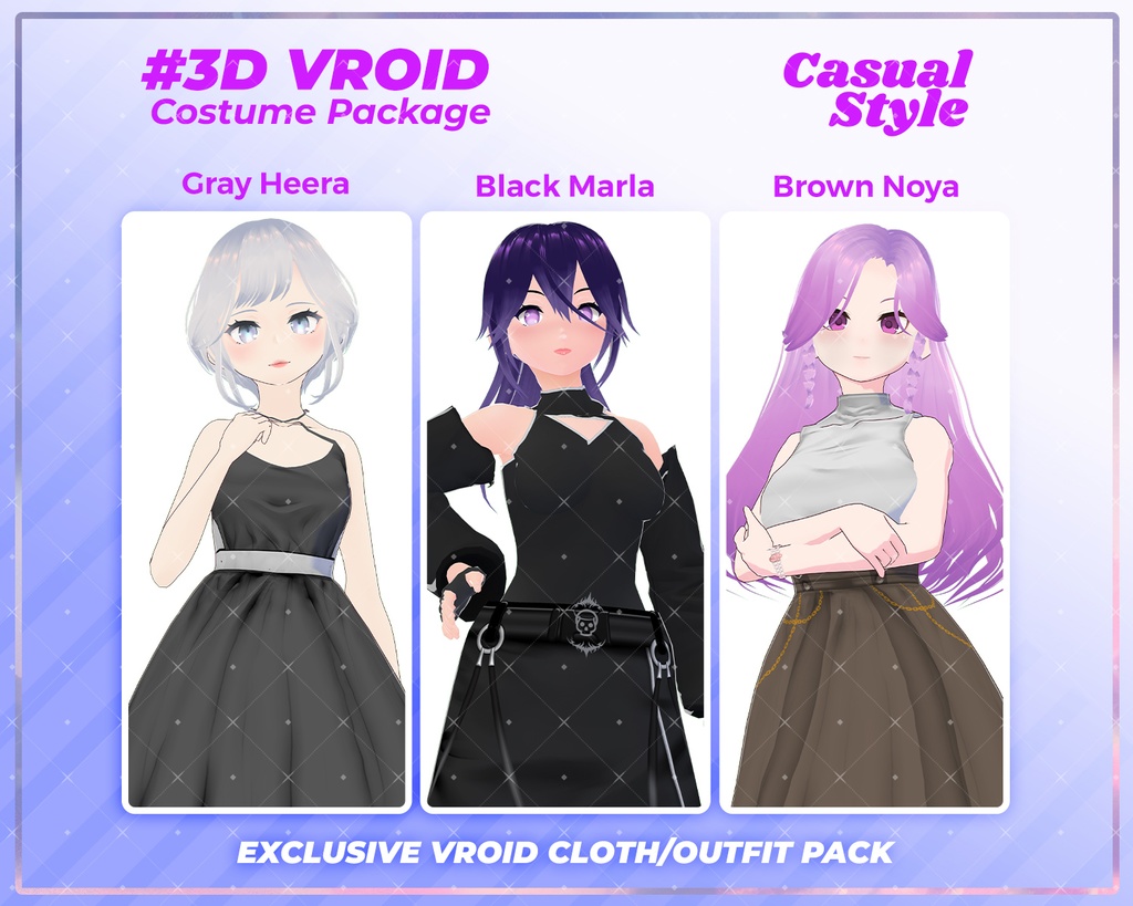3D VRoid Outfit Pack Everyday Casual Fashion for VRoid Models | VRoid ...