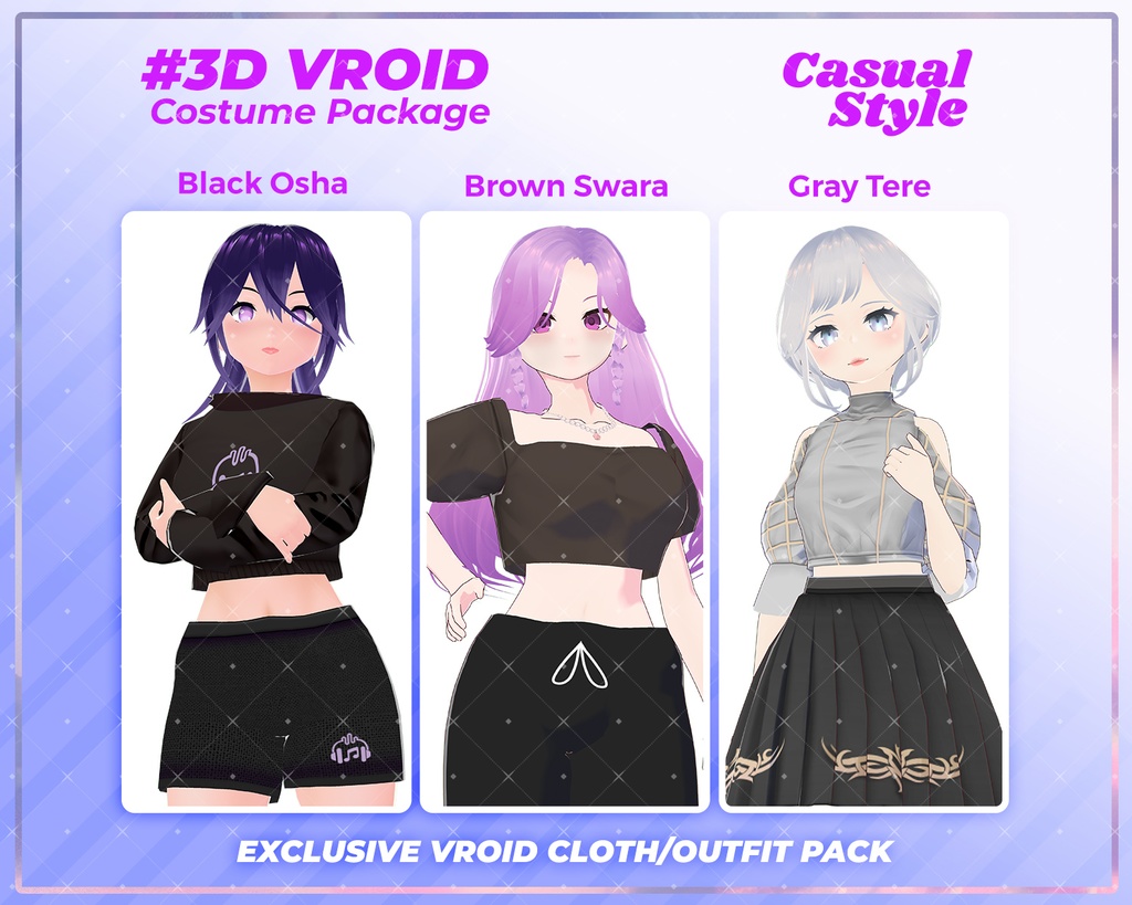 3D VRoid Outfit Pack Comfy & Stylish Casual Outfit for VRoid Models ...